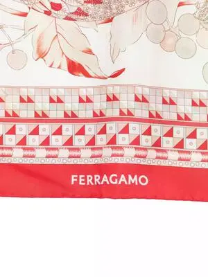 FERRAGAMO Bird Print Scarf - White