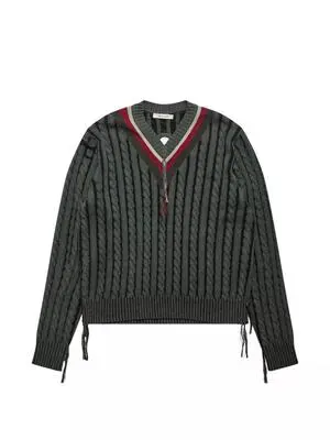 CRAIG GREEN Cable-knit Tassel-detail Sweater - Grey