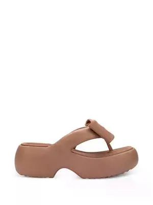 Melissa Free Fuzzy Platform Bow Flip-flops - Neutrals