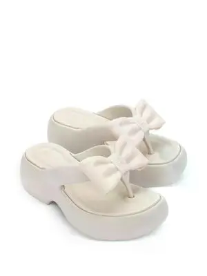 Melissa Free Fuzzy Platform Bow Flip-flops