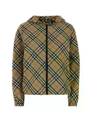 Burberry Checked Hooded Jacket - Neutrals