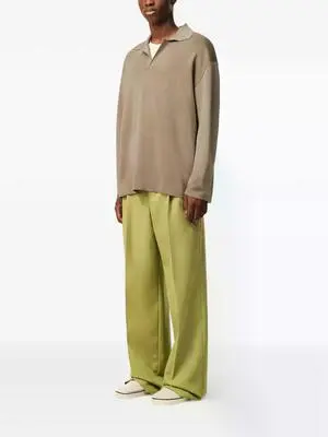 AMI Paris Wool Long Sleeves Polo - Neutrals
