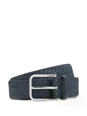 BOSS Madison Woven Leather Belt With Pin Buckle Blue