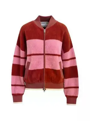 Essentiel Antwerp Striped Zip-up Cardigan - Pink