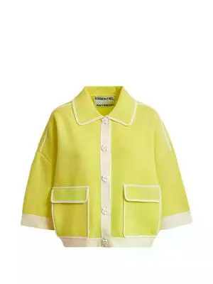 Essentiel Antwerp Flower-button Flap-pocket Cardigan - Yellow