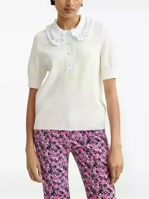 Essentiel Antwerp Beaded Ruffled Polo Top