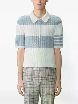 Thom Browne Cashmere Cable Stitch 4-bar Rugby Stripe Polo