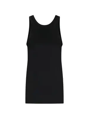 TOTEME Curved Satin Tank Top - Black