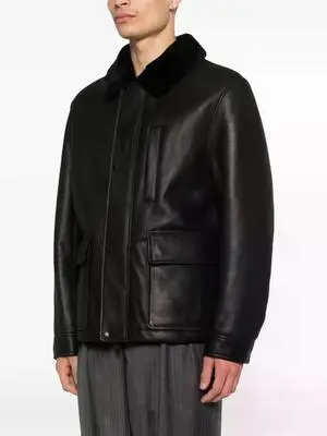 YVES SALOMON Collared Pocket Leather Jacket