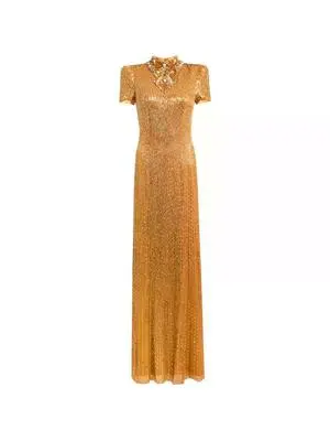 Jenny Packham Embellished Maxi Dress - Gold