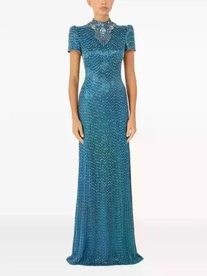 Jenny Packham Amber Embellished Maxi Dress - Blue