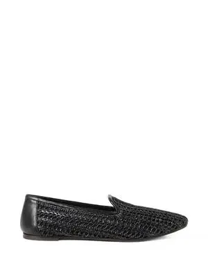 Brunello Cucinelli Techno Raffia And Calfskin Flats