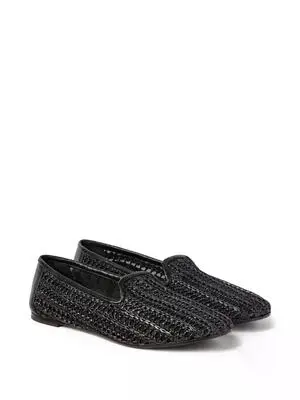 Brunello Cucinelli Techno Raffia And Calfskin Flats