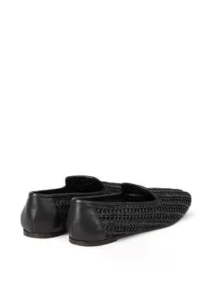 Brunello Cucinelli Techno Raffia And Calfskin Flats