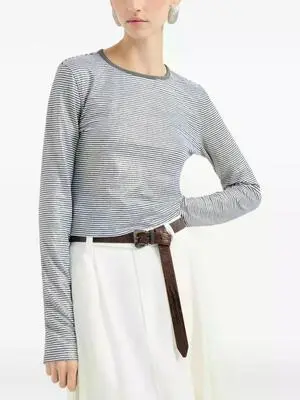 Brunello Cucinelli Striped-pattern Lamé Top