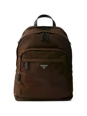 Prada Re-nylon And Saffiano Leather Backpack - Brown