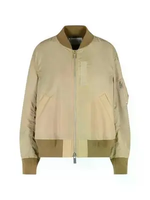 Sacai Ribbed-trims Bomber Jacket - Neutrals