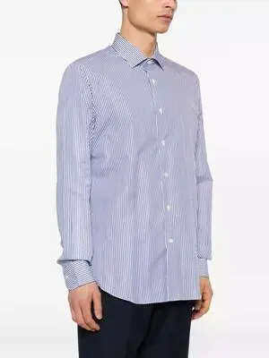 MAZZARELLI Striped Button Shirt - Blue