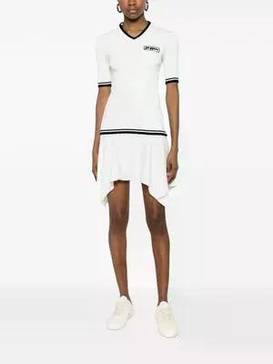 Off-White V-neck Ribbed Mini Dress