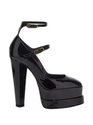 Roberto Cavalli Buckle Strap Platform Pumps - Black