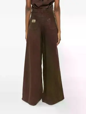 LOIS Button Wide-leg Trousers - Brown