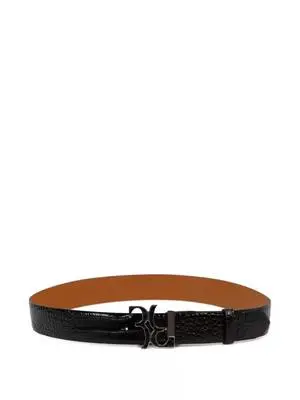 BILLIONAIRE Crocco-effect Buckle Belt - Black