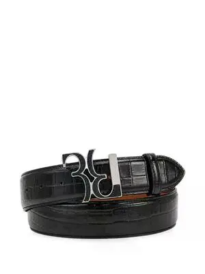 BILLIONAIRE Crocco-effect Buckle Belt - Black