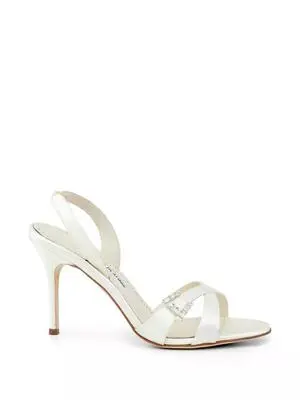 Manolo Blahnik Ramisli Crystal-embellished Strap Sandals - White
