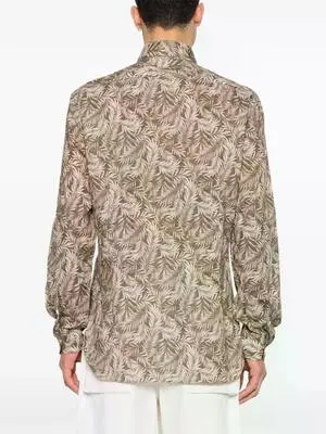 BARBA NAPOLI Leaf-print Shirt - Brown