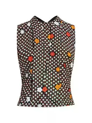 MAISON MARGIELA Floral Sleeveless Top - Black