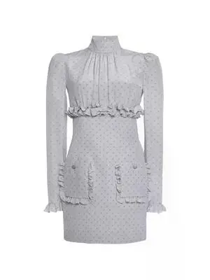 Alessandra Rich Ruffled-detail Mini Dress - Grey