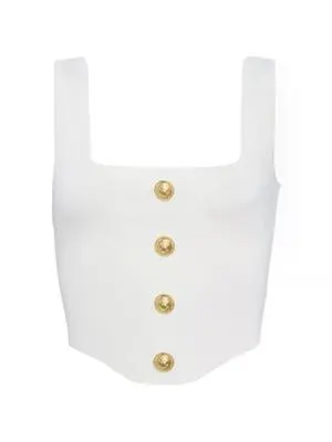 L'Agence Button-embellished Top