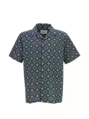 LES DEUX Lukas Arabesque Short-sleeve Shirt - Blue