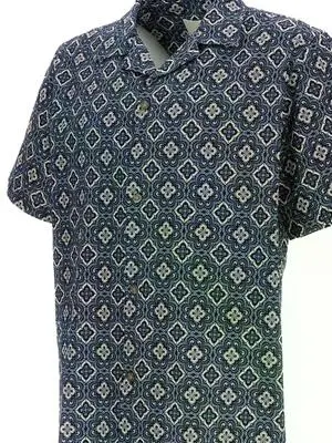 LES DEUX Lukas Arabesque Short-sleeve Shirt - Blue