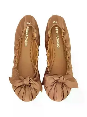 FERRAGAMO Gathered Ballet Flats With Bow