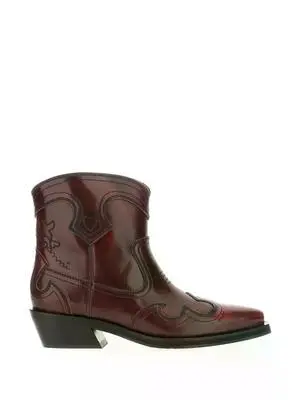 GANNI Heart-motif Leather Boots - Red