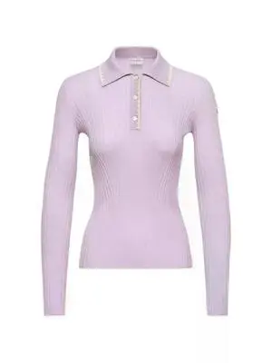 Moncler Ribbed Polo Shirt - Purple