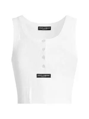 Dolce & Gabbana Button Ribbed Tank Top - White