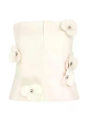 David Koma 3d Flower Denim Corset Top - Neutrals