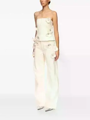 David Koma 3d Flower Denim Corset Top