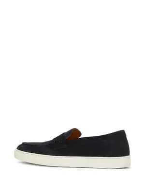 DOUCAL'S Suede Slip-on Loafers With Penny Strap - Blue