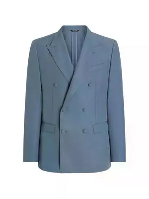 Dolce & Gabbana Double-breasted Wool Poplin Jacket - Blue