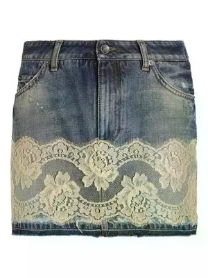 Dolce & Gabbana Mini Skirt With Lace Panel