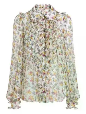Dolce & Gabbana Ruffled Floral Blouse - White