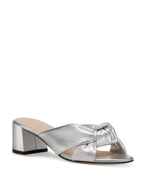 STUART WEITZMAN Soplaya 50 Block Heel Sandals Silver