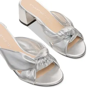 STUART WEITZMAN Soplaya 50 Block Heel Sandals - Silver