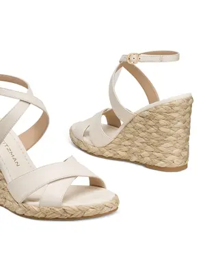 STUART WEITZMAN Alyssa Espadrille Wedge Sandals - Cream