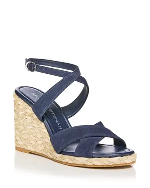 STUART WEITZMAN Alyssa Espadrille Wedge Sandals - Nice Blue