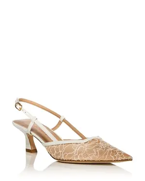 STUART WEITZMAN Vinnie 50 Slingback Pumps - Blanco/beige/blanco