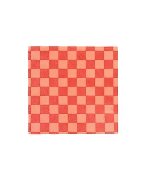 JOLLITY & CO Checkered Paper Cocktail Napkins, Set Of 20 - Cherry (red)